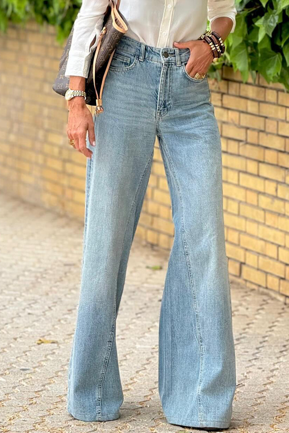 Dusk Blue Acid Wash Extra Wide Leg High Waist Long Jeans – Monroe Collective